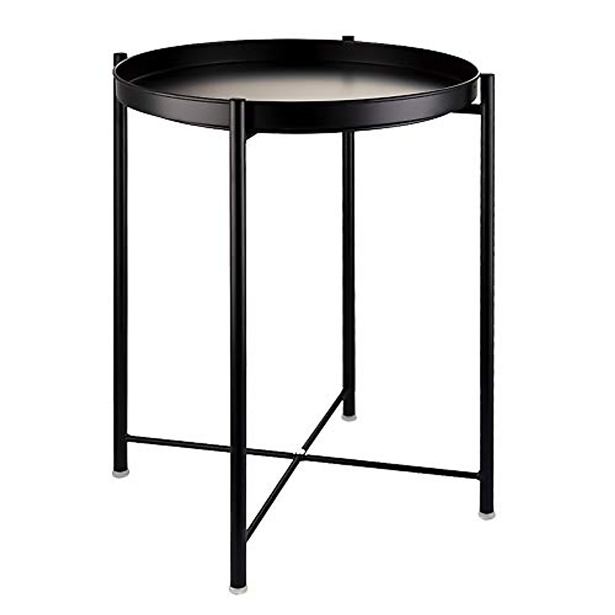 EKNITEY End Table,Folding Metal Side Table Waterproof Small Coffee Table Sofa Side Table with Removable Tray for Living Room Bedroom Balcony and Office