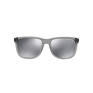 A|X ARMANI EXCHANGE Men's AX4070S Square Sunglasses, Transparent Magnet Grey/Light Grey Mirrored/Black, 57 mm
