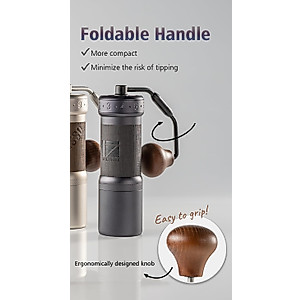 1Zpresso K-Ultra Manual Coffee Grinder Iron Gray with Assembly Consistency Grind Stainless Steel Conical Burr, Foldable Handle, Numerical External Adjustable Setting, All-Round Grinder