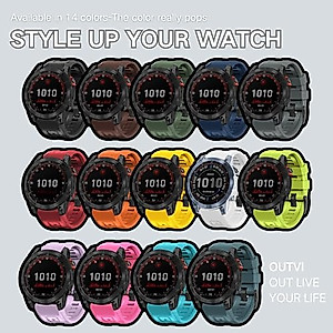 OUTVI 26 watch band compatible with garmin fenix 5x 6x Pro 7x 3 hr quick fit 26mm bands replacement for Epix Pro Gen 2 51mm Enduro 2 Descent Mk1 Mk2 Mk2i Mk3i tactix soft silicone men women Dark Blue