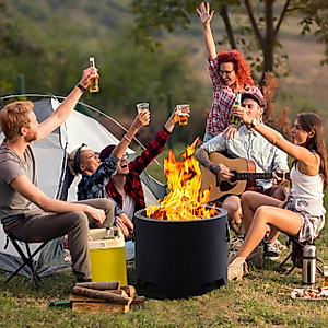 Yaheetech Smokeless Fire Pit for Outdoor Garden Patio Camping W/Silicone Fire Pit Mat & Fire Poker & Rain Cover & Lid & Log Grate, 16in