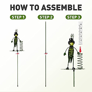 SaphiRose Rain Gauge Stake for Yard Garden Stakes Decor Outdoor Metal Locust Figurine with Plastic Tube - 5.31" W x 6.1" D x 40" H