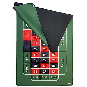 The Gaming Mat Company Roulette Table Mat for Casino Home Game Nights- Deluxe Vegas Roulette Table 35.5" x 71" x 0.12"- Big Mats Smooth Fabric Topper- Space for A Roulette Wheel- Double & Single Zero