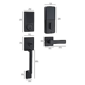 Amazon Basics Grade 3 Electronic Touchscreen Deadbolt Door Keypad Lock With Handleset, Matte Black, 133mm H Uppper x 294.5mmL lower