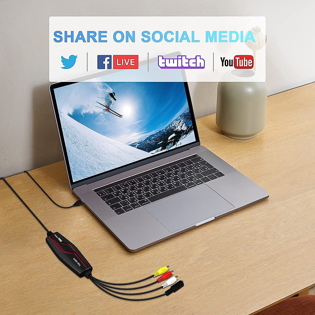 VHS to Digital Converter,Video Capture Card Device,VHS VCR Hi8 Mini DV to Mac Digital Converter,RCA to USB Video Converter for PC TV Tape Player Camcorder,MAC Windows Vista Compatible