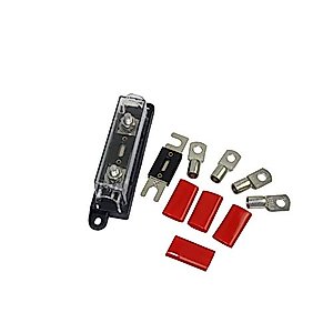 ANL Fuse Holder+2 pcs of 250A Fuses+4pcs of 1/0 AWG Cable Ring Terminal Lugs 5/16'+4 pcs Terminal insulators All-in- One Pack (250A)