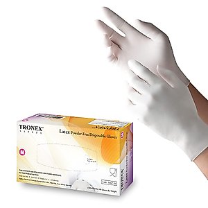 TRONEX 1000 Pcs XS - XL Natural Rubber Latex Disposable Gloves Powder-Free Textured Food Safe White XL - XS Latex Gloves