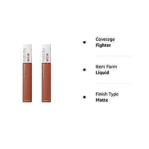 Pack of 2 Maybelline New York SuperStay Matte Ink Liquid Lipstick, Fighter # 75