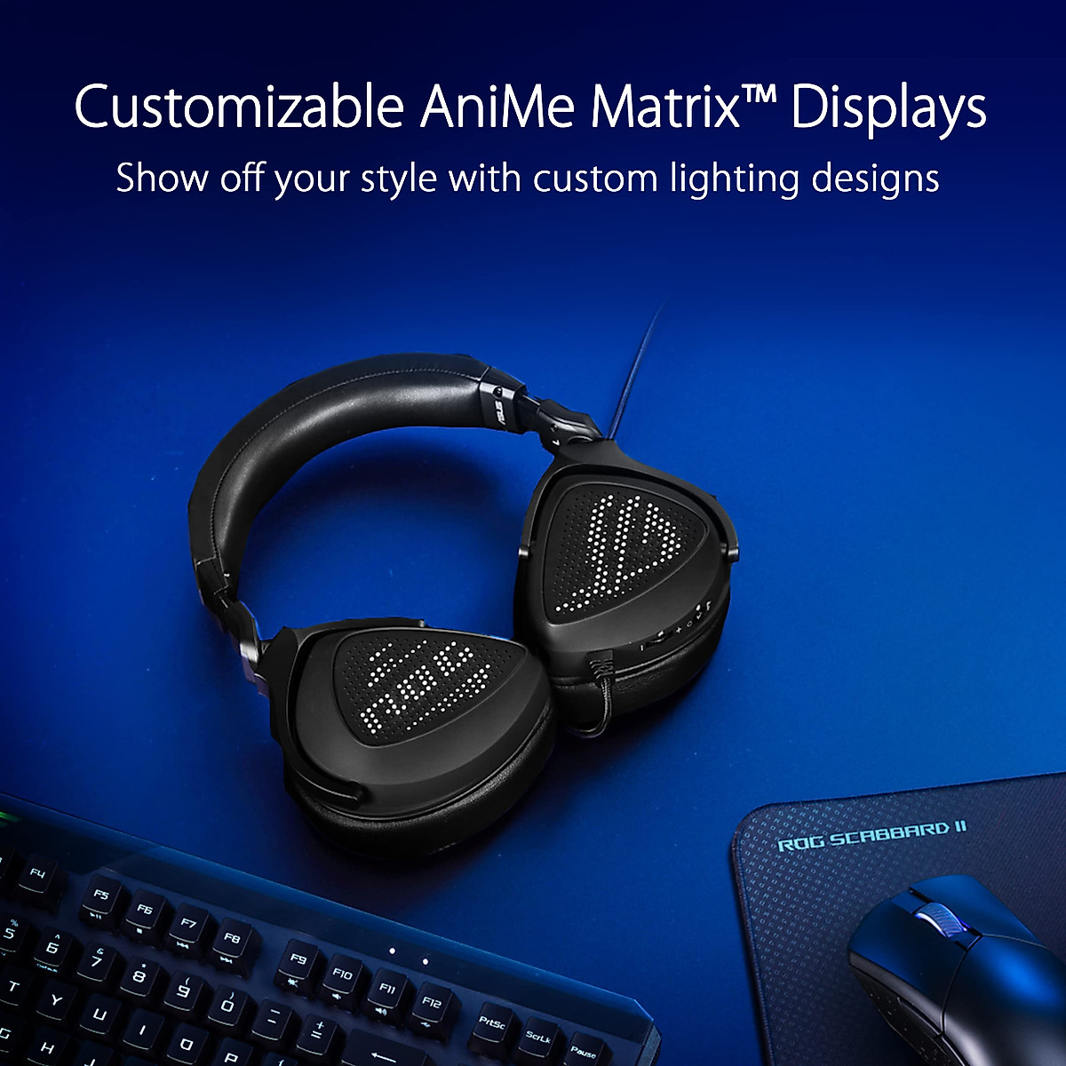 ASUS ROG Delta S Animate Gaming Headset | Customizable AniMe Matrix LED Display, AI Noise-Canceling Mic, Hi-Res ESS 9281 Quad DAC, Lightweight, USB-C, For PC, Mac, PS5, Switch and Mobile Devices,Black