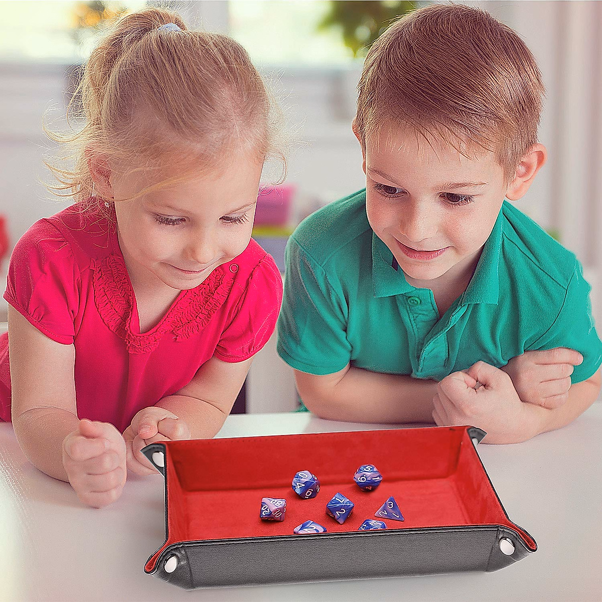 LYYXLL - 3 Pack Dice Tray for Rolling RPG DND Table Games Rectangle Folding PU Leather Tray Candy Holder Storage Box