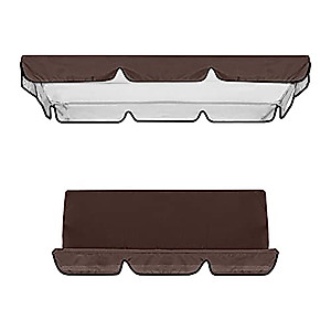 Outdoor Swing Canopy Cover, 2-Seater Canopy Swing Sets for Backyard, Replacement Swing Waterproof Top Cover Set for Patio/Lawn/Garden, Swing Canopy Cushion Sunscreen Uv Protection (No Steel Frame)