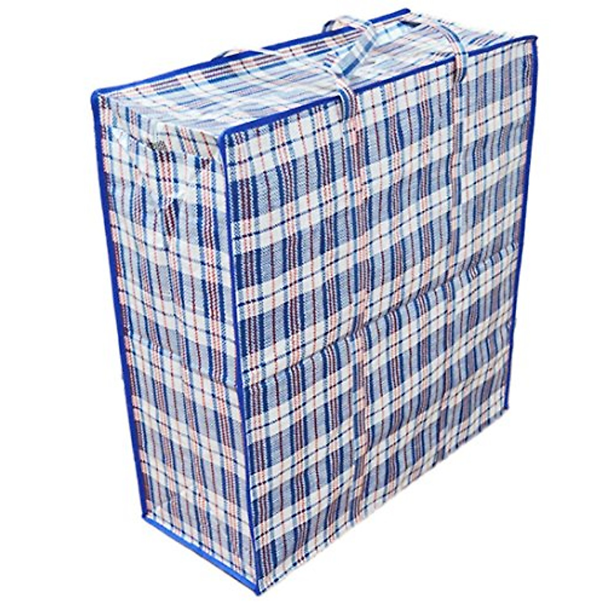 anselynn Laundry Bags Set of 2 Large Plastic Checkered Storage Laundry Shopping Bags with Zipper and Handles!Great for Travel,Laundry,Shopping,Storage,Moving! 23x23x5.7/18x19x4.7(Blue)