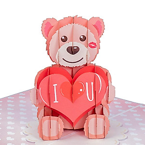 Paper Love Valentines Day Pop Up Card, 3D Teddy Bear - 5" x 7" Cover - Includes Envelope and Note Card