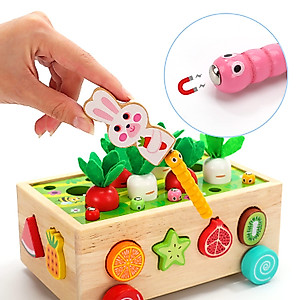 CUTE STONE Montessori Wooden Stacking Toys, Learning Sorting Toys for Toddlers, Baby, Kids, Boys and Girls