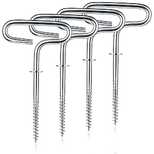 Hotop Ice Anchor Fishing Tent Stakes, Ice Fishing Shelter Anchor Ice Shanty Anchor Outdoor Camping Tent Threaded Tent Peg 235 Carbon Steel Accessories for Ice Fishing Winter Fishing Tent (4 Pieces)