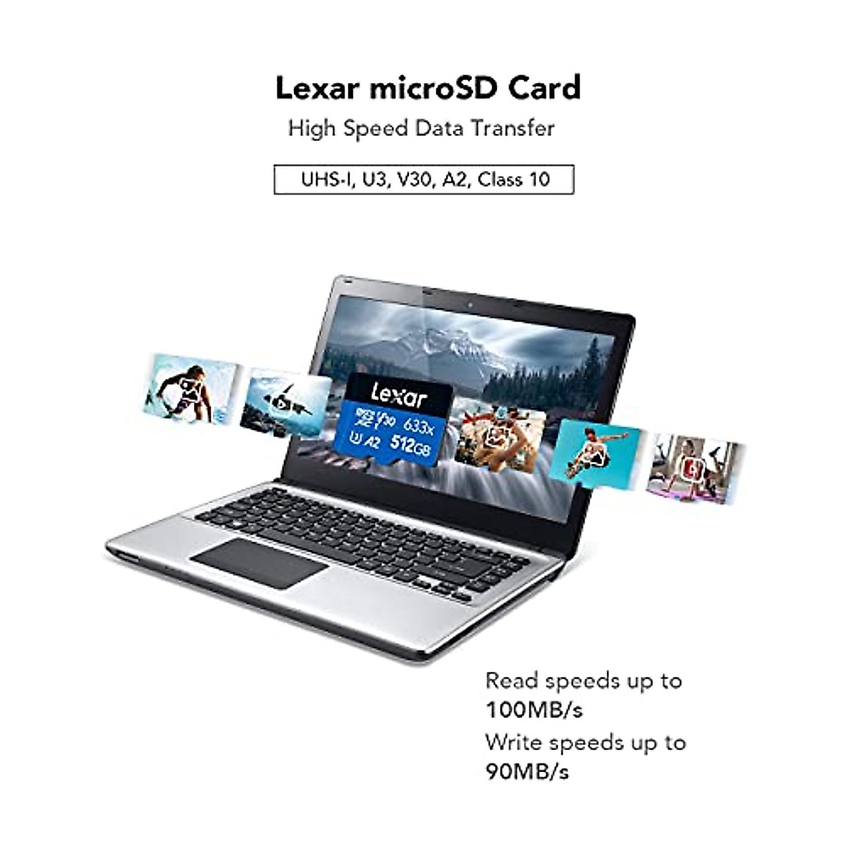 Lexar High-Performance 633x 512GB microSDXC UHS-I Card w/ SD Adapter, Up To 100MB/s Read, for Smartphones, Tablets, and Action Cameras (LSDMI512BBNL633A)