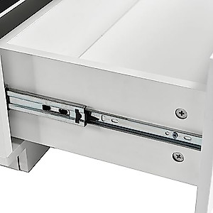 Polibi Modern TV Stand with Wooden Shelves and Silver Handle, High Gloss Media Console Table with Large Drawer and Storage Cabinet, Living Room Entertainment Center for TVs up to 70", White