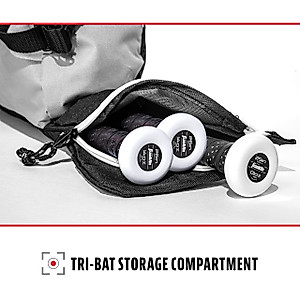 Franklin Sports Youth Baseball Bat Bag - Teeball, Softball, Baseball Equipment Bag - Holds (3) Bats, Helmet, Cleats + More - Includes Fence Hook - Gray