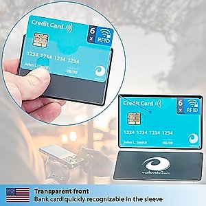 valonic set of 6 RFID blocking sleeves - insertion from the top, Credit Card Protector sleeve for wallet - Protection block for Debit Card and Metro Card