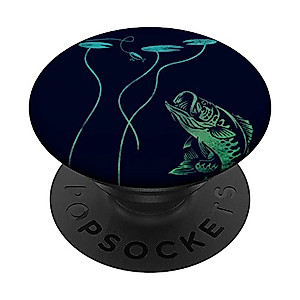 Bass Fishing Bass Rising Lilly Pad Largemouth Bass PopSockets Swappable PopGrip