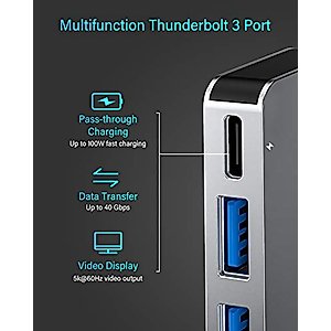 RayCue USB C Adapter for MacBook Pro/MacBook Air M1 M2 M3 2023 2022 2021 13" 15" 16",6 in 1 USB-C Hub MacBook Pro Accessories with 3 USB 3.0 Ports, USB C to SD/TF Card Reader and Thunderbolt 3 PD Port