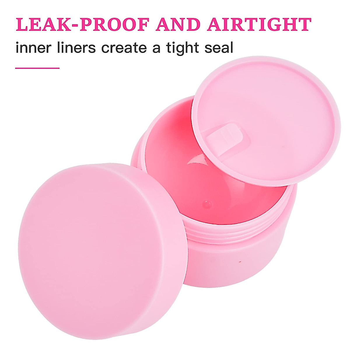 Plastic Containers Akamino White Plastic Lotion Jar with Inner Liners and Dome Lids for Make-up Cosmetic, Creams, Lotions, Refillable Travel Airtight Container Storage (1.25 Oz, 37 ML, 12 PCS, Pink)
