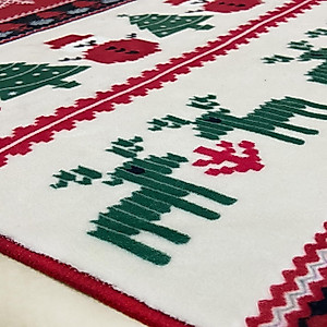 Christmas Area Rugs 4x6 Machine Washable High Traffic Xmas Door Mat Non-Slip Floor Carpet for Living Room Dining Room Bedroom Entryway & Hallway, Snow Print