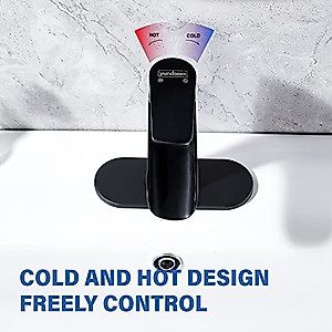 Waterfall Bathroom Faucet Black YUNDOOM Matte Black Bathroom Faucet with Pop Up Drain Single Handle One Hole or Three Holes Vanity Faucet Farmhouse RV Bathroom Vessel Basin Faucet Deck Mount