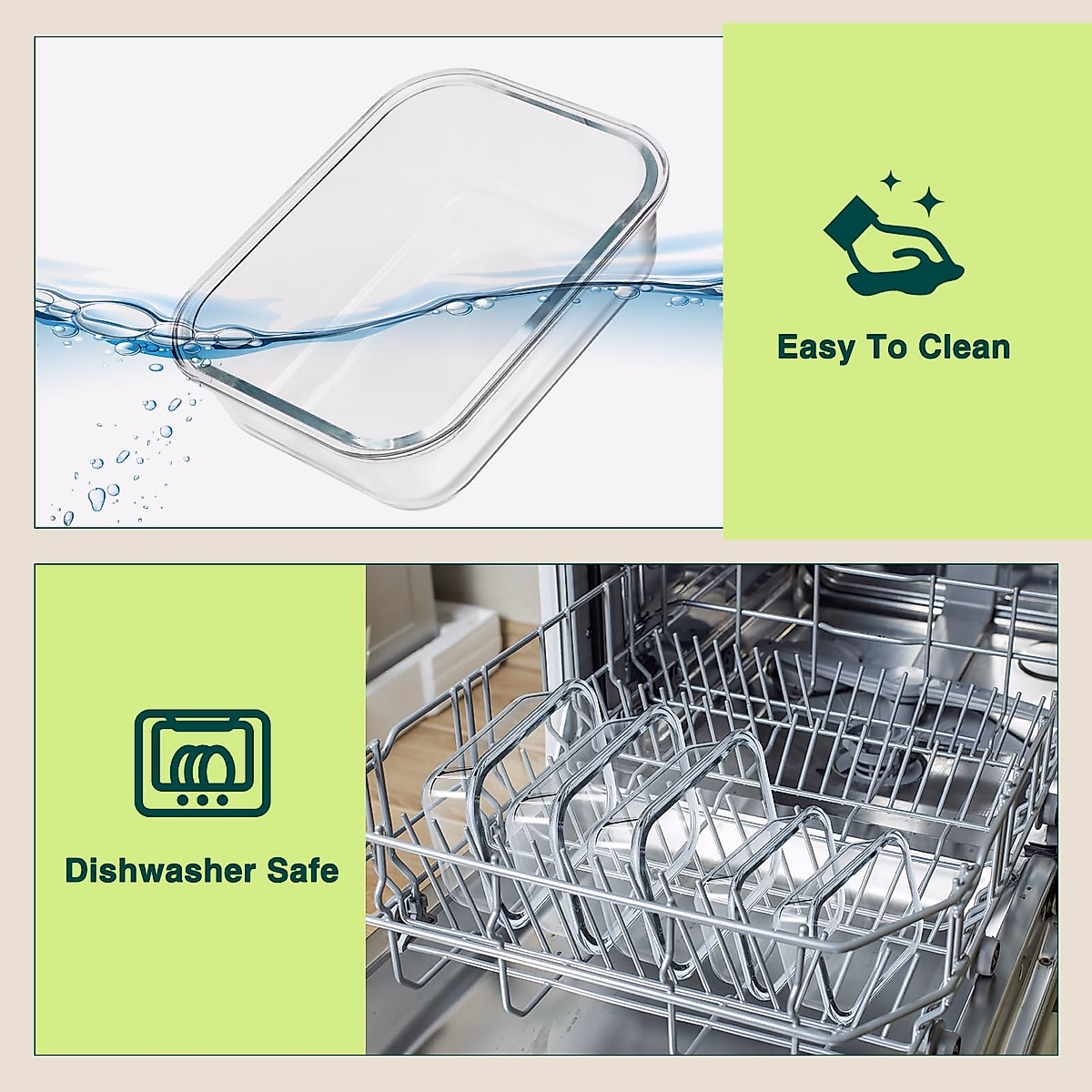 Glotoch 10 Pack Glass Food Storage Containers with Lids Reusable, Ultra Thick Borosilicate Glass Containers for Meal Prep/Lunch, Dishwasher/Microwave/Oven/Freezer Safe, Grey