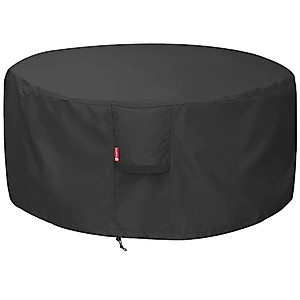 Fire Pit Cover - Waterproof 600D Heavy Duty Round Patio Fire Bowl Cover Black (Round - 50”D x 24”H)-Fits 45",46",48 inch,50 inch FirePit/Bowl Cover