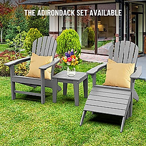 OTSUN Adirondack Ottoman for Adirondack Chair, Footrest for Lounge Chair, Premium HDPE All Weather Resistant for Outdoor, Porch, Yard, Garden, 23.6" L x 21.7" W x 15.3" H, Grey