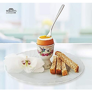 NobleEgg Premium Egg Cups for Soft Boiled Eggs | Set of 4 | Egg Timer Pro | 18/10 Egg Spoons | Egg Topper | Gift/Storage Box