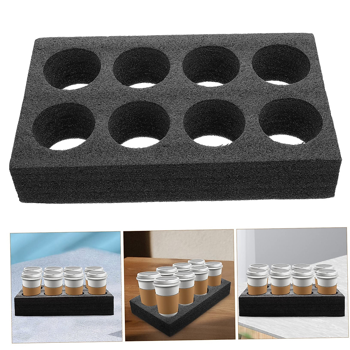 Mobestech Milk Tea Cup Holder Car Table Tray Beverage Takeout Accessory Foam Cup Holder Bike Stand Foam Drink Carrier Holder Trays Outdoor Trash Can Bracket Clip Travel Drinks Pearl Cotton