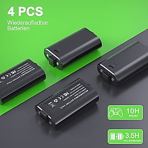 Rechargeable Battery Packs for Xbox One/Xbox Series X|S,YCCTEAM 4x1200mAh Battery Packs Charger Station for Xbox Series X|S, Xbox One S/One X/One Elite Controllers-Accessories Kit for Xbox One