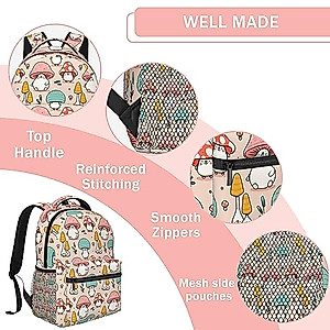 PARN Cute Mushroom Backpack For Women Men, 16.9 Inch Cute Mushroom Laptop Backpack College Bag Cute Travel Backpack