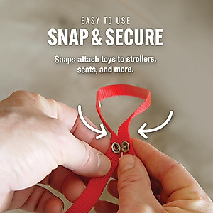 Baby Buddy Secure-a-Toy, Adjustable Pacifier and Teether Strap for Stroller, Highchair, and Car Seat, Pink Gray, 2 pack