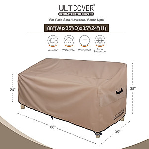 ULTCOVER Patio Furniture Sofa Cover 88W x 35D x 35H inch Waterproof Outdoor 3-Seater Couch Cover