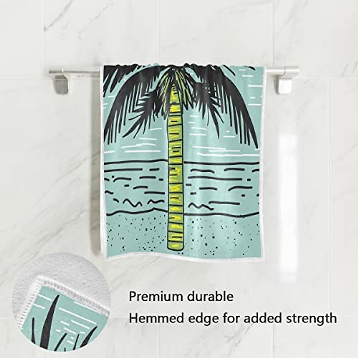 HUSSRITY Tropical Palm Island Towels Super Soft Hand Towel Highly Absorbent Washcloths Quick Dry Bath Towel 30x15 Inch Durable Lightweight