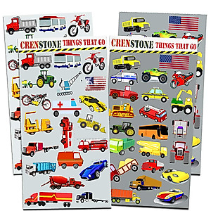 Cars and Trucks Stickers Party Supplies Pack Toddler - Over 160 Stickers for Toddler Boys and Girls (Cars, Fire Trucks, Construction, Buses & More!)