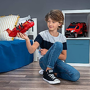 Micro Machines Fire and Rescue Cargo Transporter Plane - Features Vehicle Hatch, Retractable Hook, Cargo Doors, and Exclusive Vehicle - Collect Them All - Amazon Exclusive