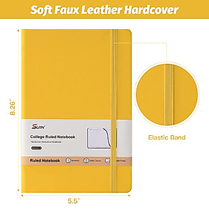 SUIN Hardcover-Journal-Notebooks, A5 Lined Journals Notebook for Writing 200 Pages, 8.2 x 5.5 inch, Classic Ruled Notebooks for Work/Travel/College (Yellow- 1 Pack)