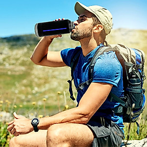 Cuptify Black Thin Blue Line Police Flag on Black Sports Bottle with Straw 32 oz Stainless Steel Vacuum Insulated Bottle Gift for Police, Academy, Graduation