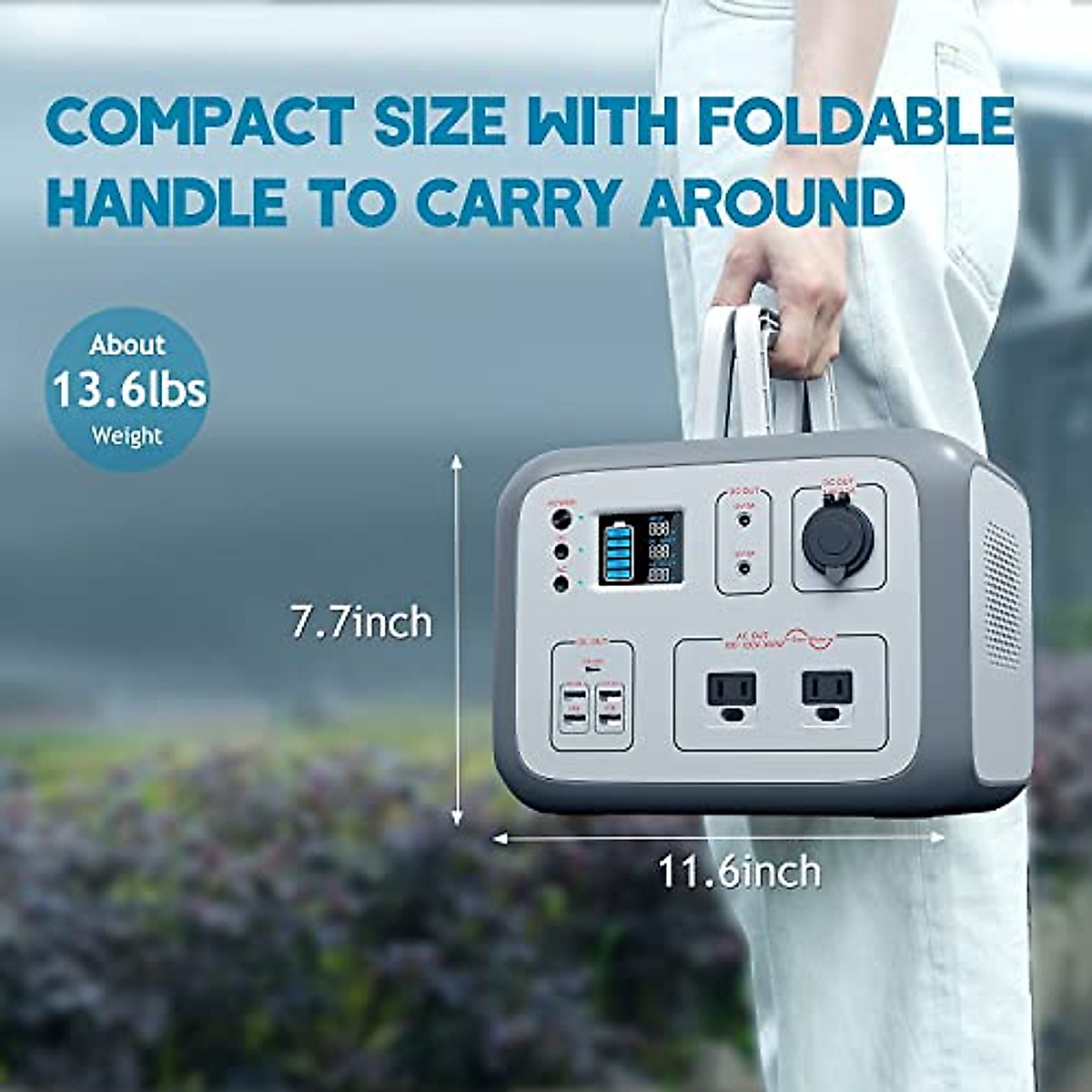 BLUETTI Portable Power Station AC50S 500Wh Solar Generator Lithium Battery Backup with 2x110V/300W AC Outlets Power Generator for Outdoor Camping RV Home Use Emergency