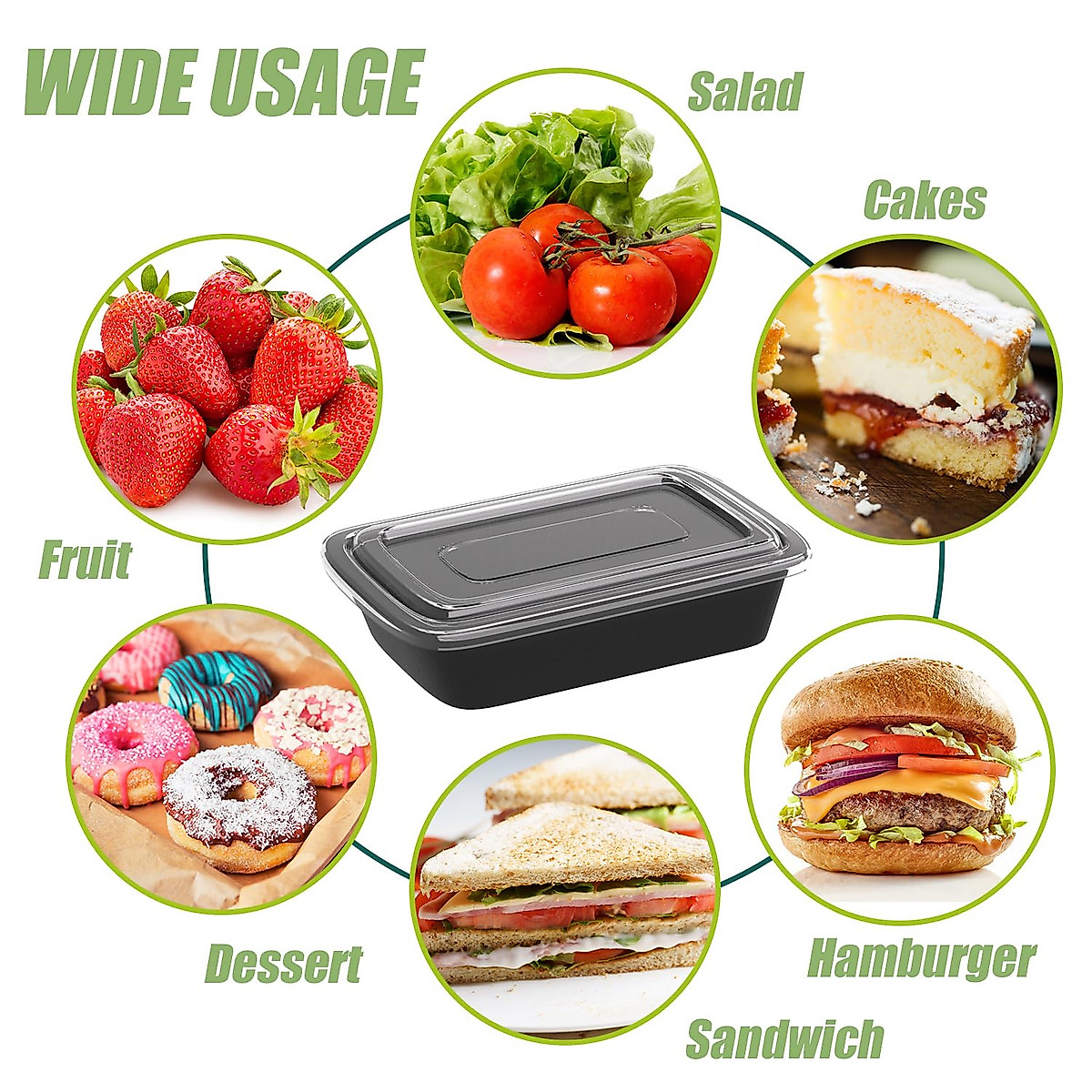 iHomeSet 30 Pack 34 OZ Plastic Meal Prep Containers with Lids, Disposable Food Storage Containers Plastic Bento Boxes for Office, School, Picnics