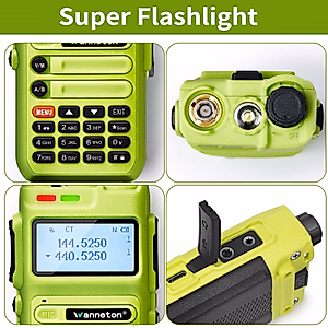 Wanneton UV5F ham Radio Handheld Dual Band Two Way Radio Rechargeable Walkie Talkies with One-Key decoding Copy Frequency and Super Bright Flashlight and Large Battery