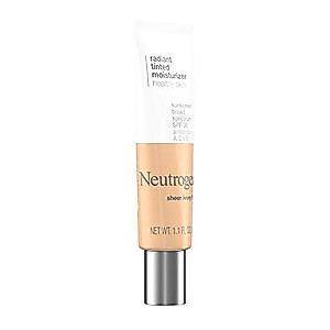 Neutrogena Healthy Skin Radiant Tinted Facial Moisturizer with Broad Spectrum SPF 30 Sunscreen Vitamins A, C, & E, Lightweight, Sheer, & Oil-Free Coverage, Sheer Ivory 10, 1.1 fl. oz
