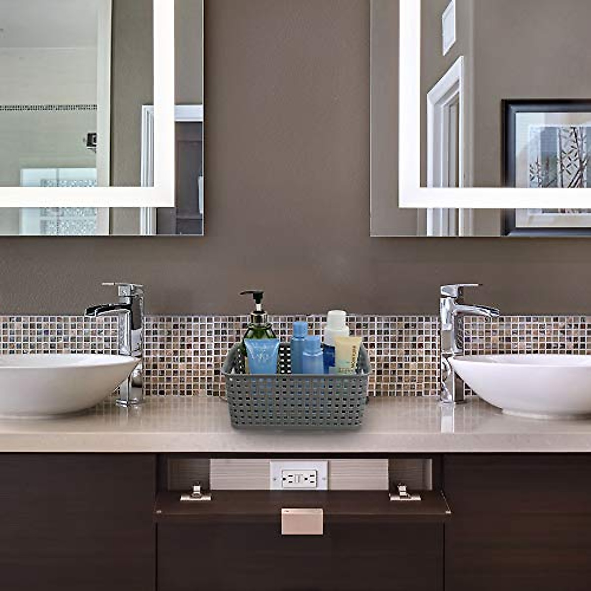 Begale Plastic Storage Basket for Household Organization, Set of 6