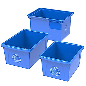 Storex 9 Gallon Recycle Bin, Blue, 1 Count (61549A01C)