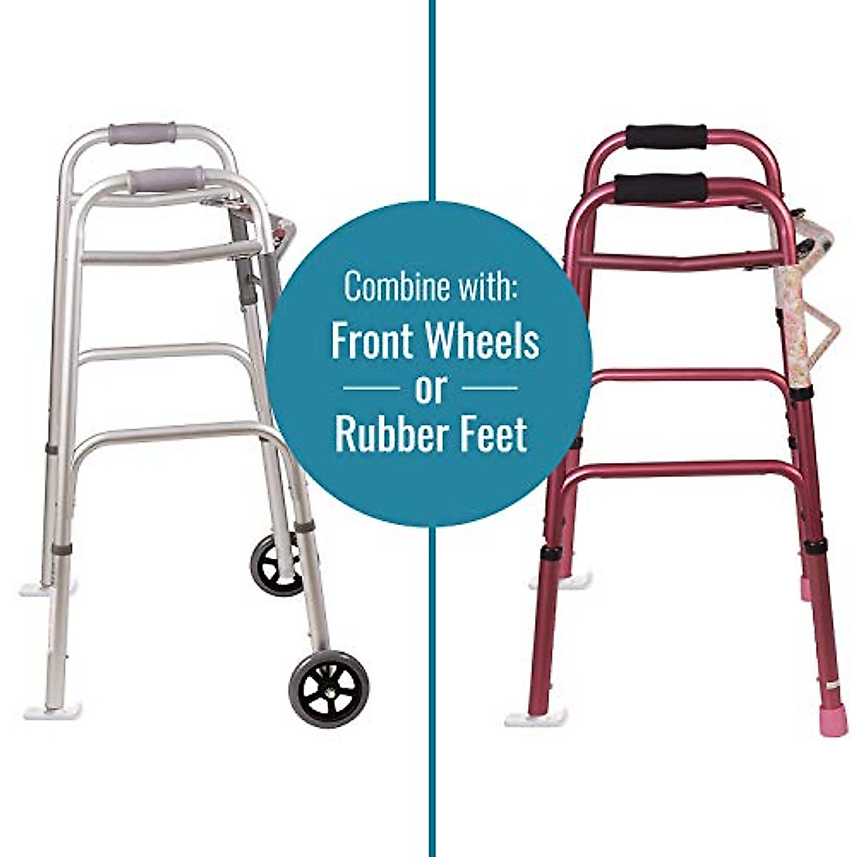 DMI Walker Ski Glides, Fit 1-Inch Legs, Eliminates Need To Lift Walker, 2 Count, FSA HSA Eligible