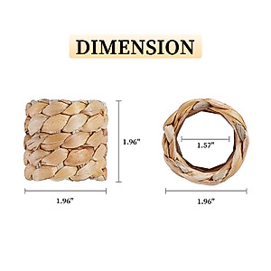 WOHIWO Napkin Rings Set of 12, Farmhouse Napkin Rings Table Decor Handmade by Natural Water Hyacinth, Fall Rustic Napkin Rings for Thanksgiving, Christmas, Wedding Table Dinnerware Decoration Set